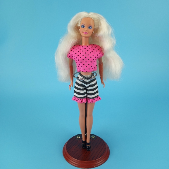 Mattel | Toys | Mattel 9s Superstar Barbie Doll White Hair Blue Purple ...
